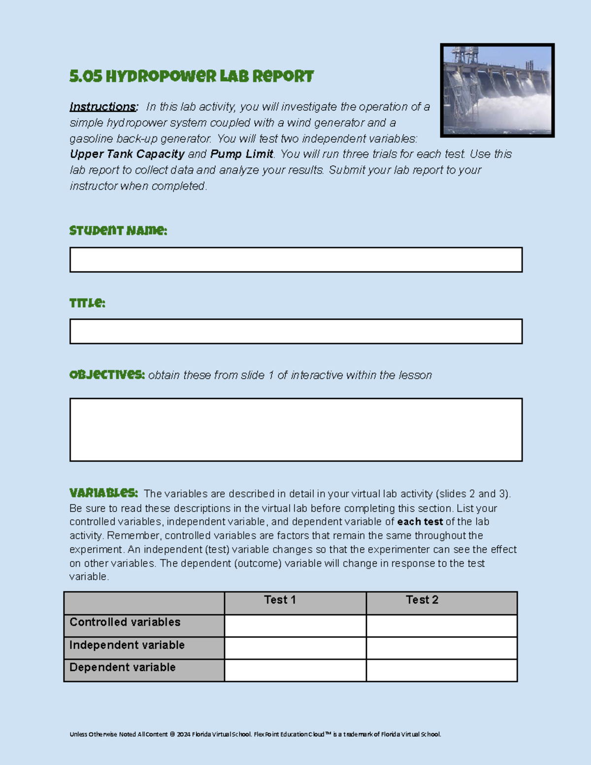 APES 5.05 Hydropower Lab Report: Investigating Energy Systems - Studocu