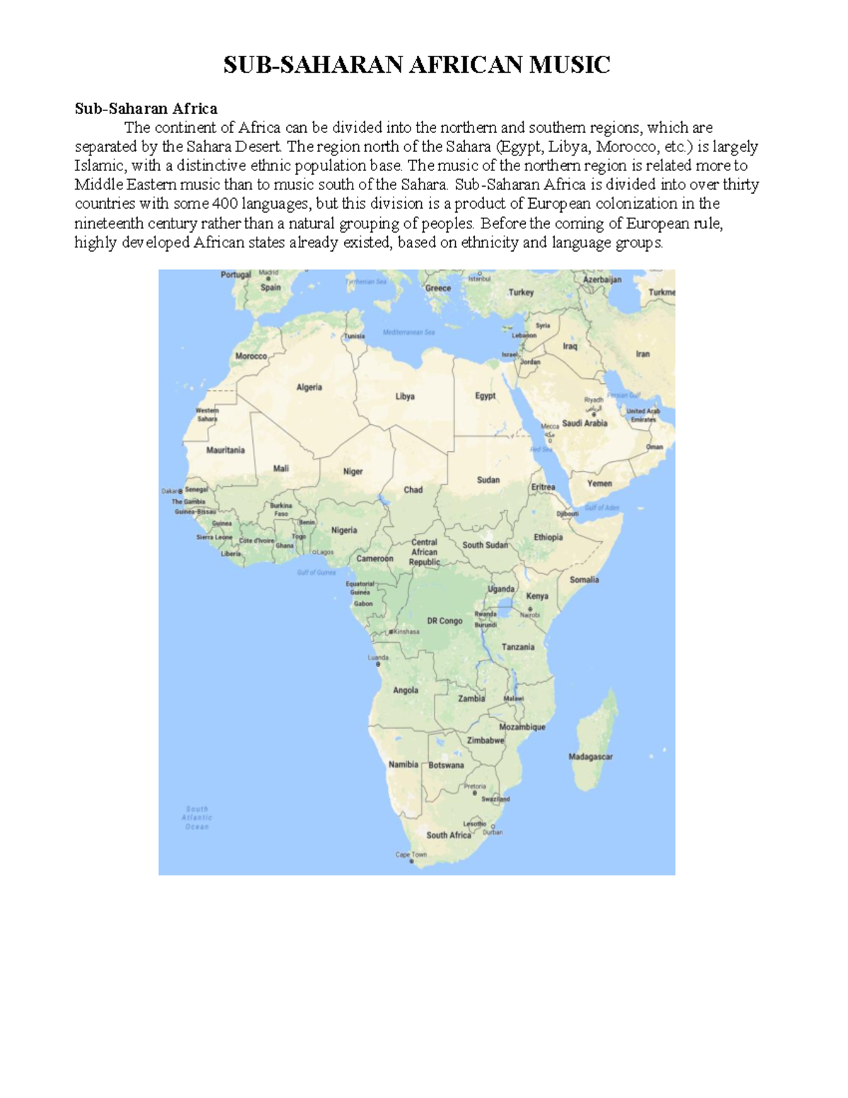 Introduction to World Music: MUS1212 - Sub-Saharan African Music ...