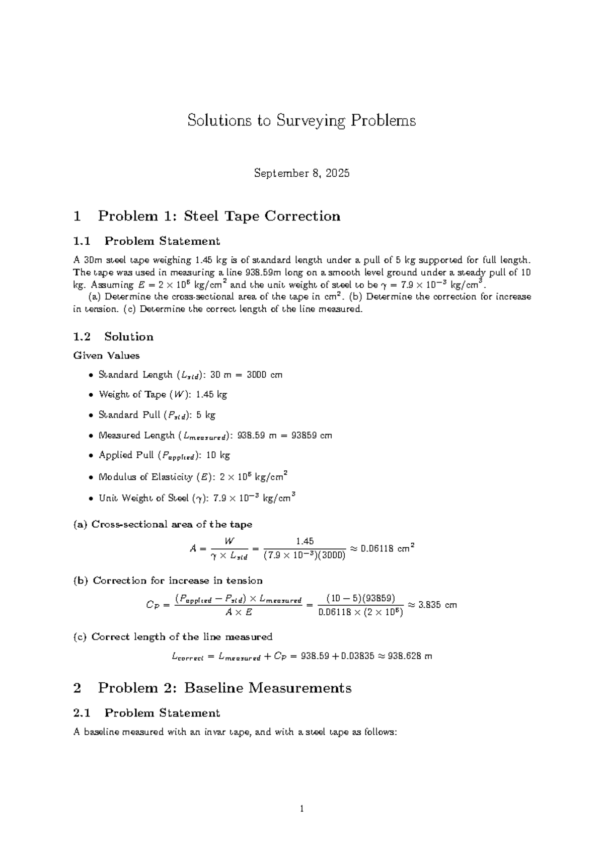 Surveying Problems Solutions - Course Code: SURV 101 - Studocu