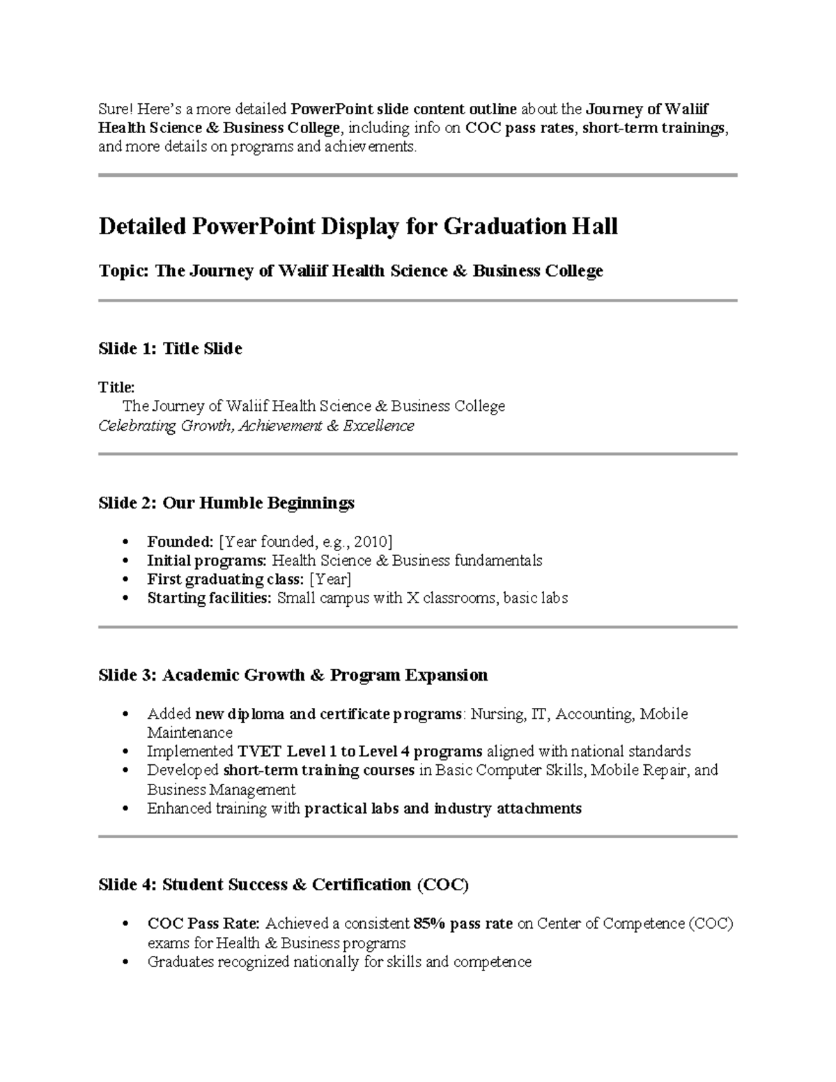 Waliif Health Science Business College Success Stories Presentation ...