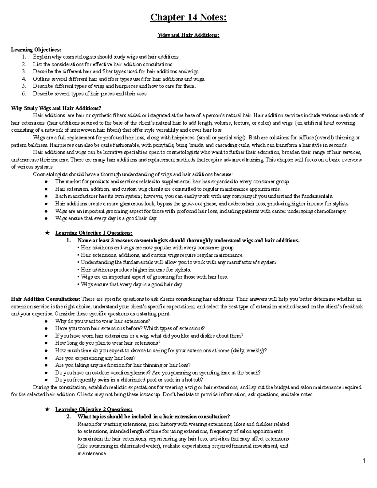 Cosmetology CH14: Wigs & Hair Additions Guide for Students - Studocu