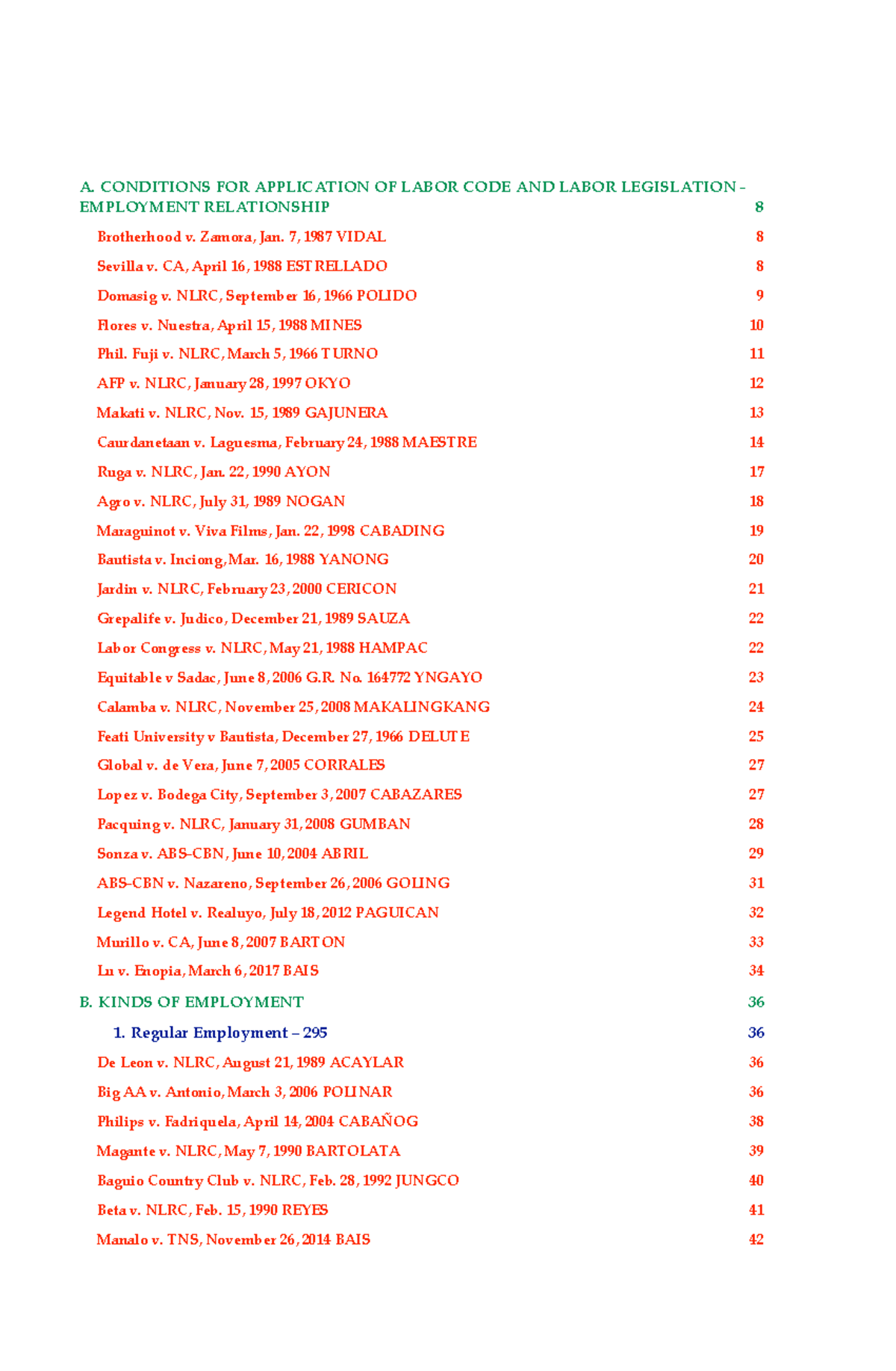 Labor Law Cases Digest 2021: Employment Relationships & Issues - Studocu