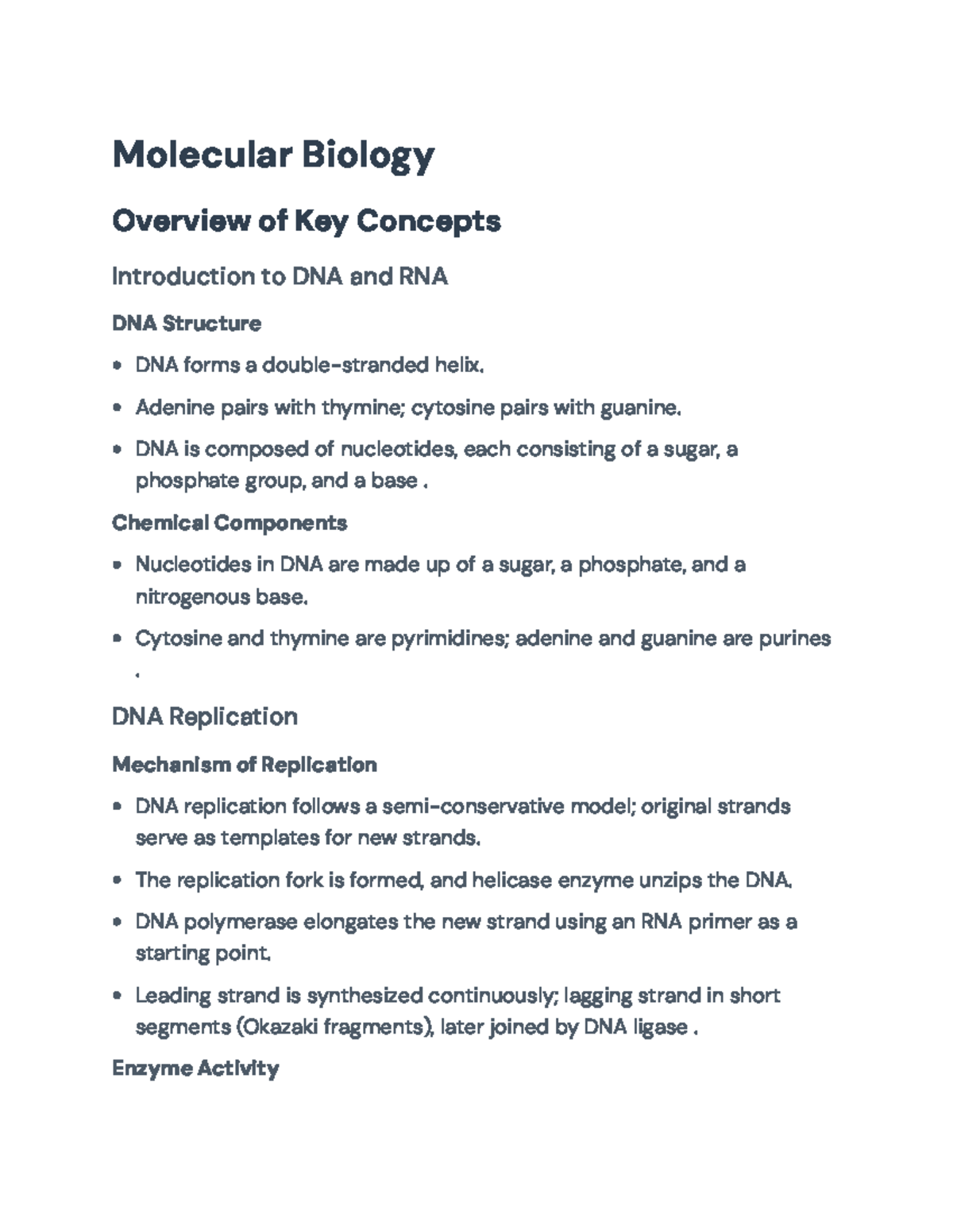 Molecular Biology Overview: Key Concepts and Processes - Molecular ...