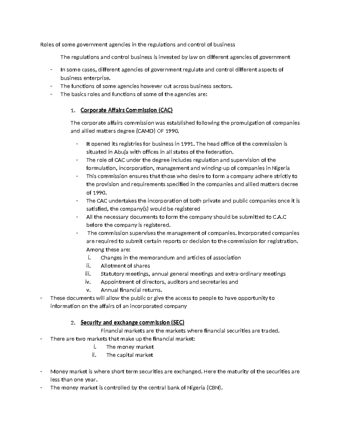 Government Agencies in Business Regulation: Roles & Functions - Studocu
