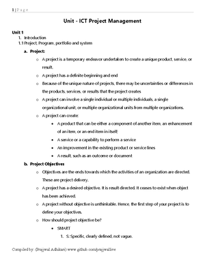 Ict project management 1 - Page Total 1) What is Project Management ...