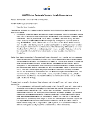 HIS-100 Module 1 - HIS 100 Module One Activity Template: Project Topic ...