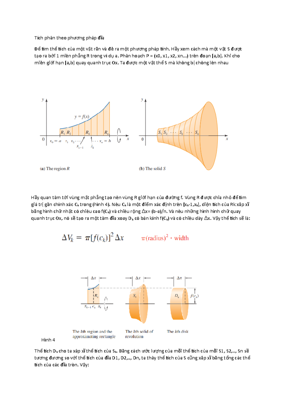 GT1 - Gt1 - Tích phân theo ph ương pháp đĩa Đ ể tm th ể tch c a m t v t ...