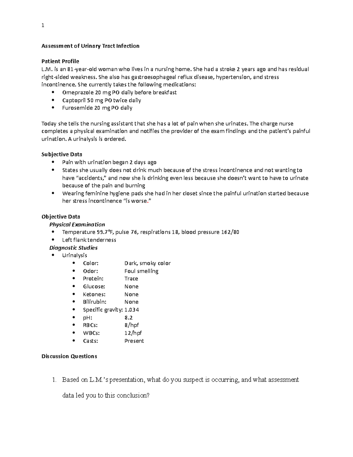 Assessment of Urinary Tract Infection in Elderly Patient CCS (1) - Studocu