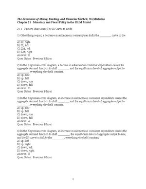 Chap10 - Chapter 10 Test bank - The Economics of Money, Banking, and ...
