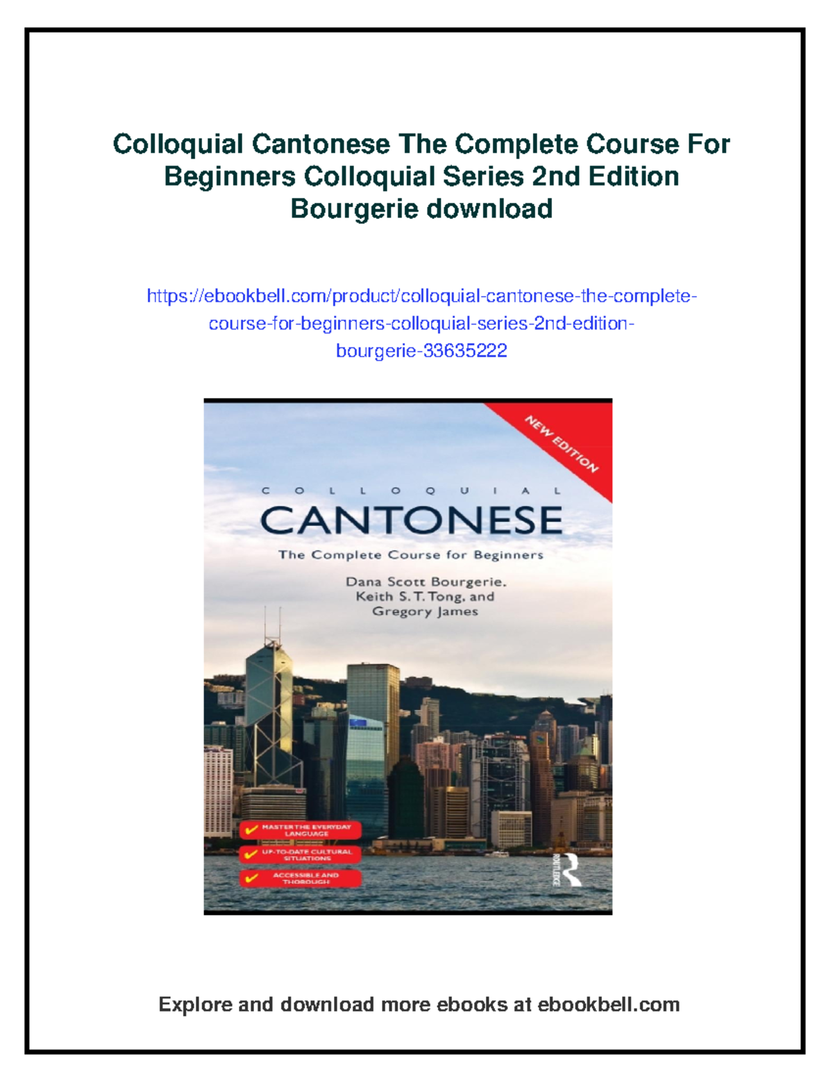 Colloquial Cantonese: Complete Beginner's Course, 2nd Ed. by Bourgerie ...