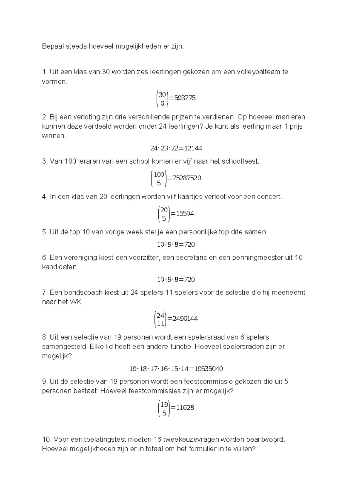 Combinatoriek Basisstencil Antwoorden en Mogelijkheden (CMB-123 ...