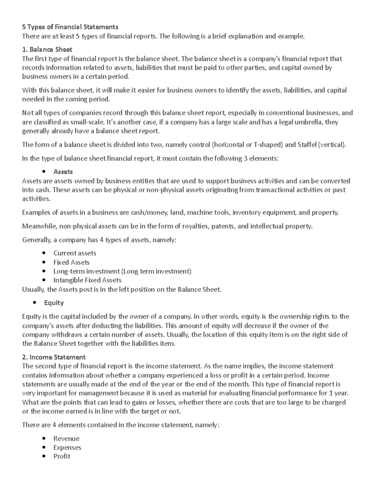 5 Types of Financial Statements - 5 Types of Financial Statements There ...
