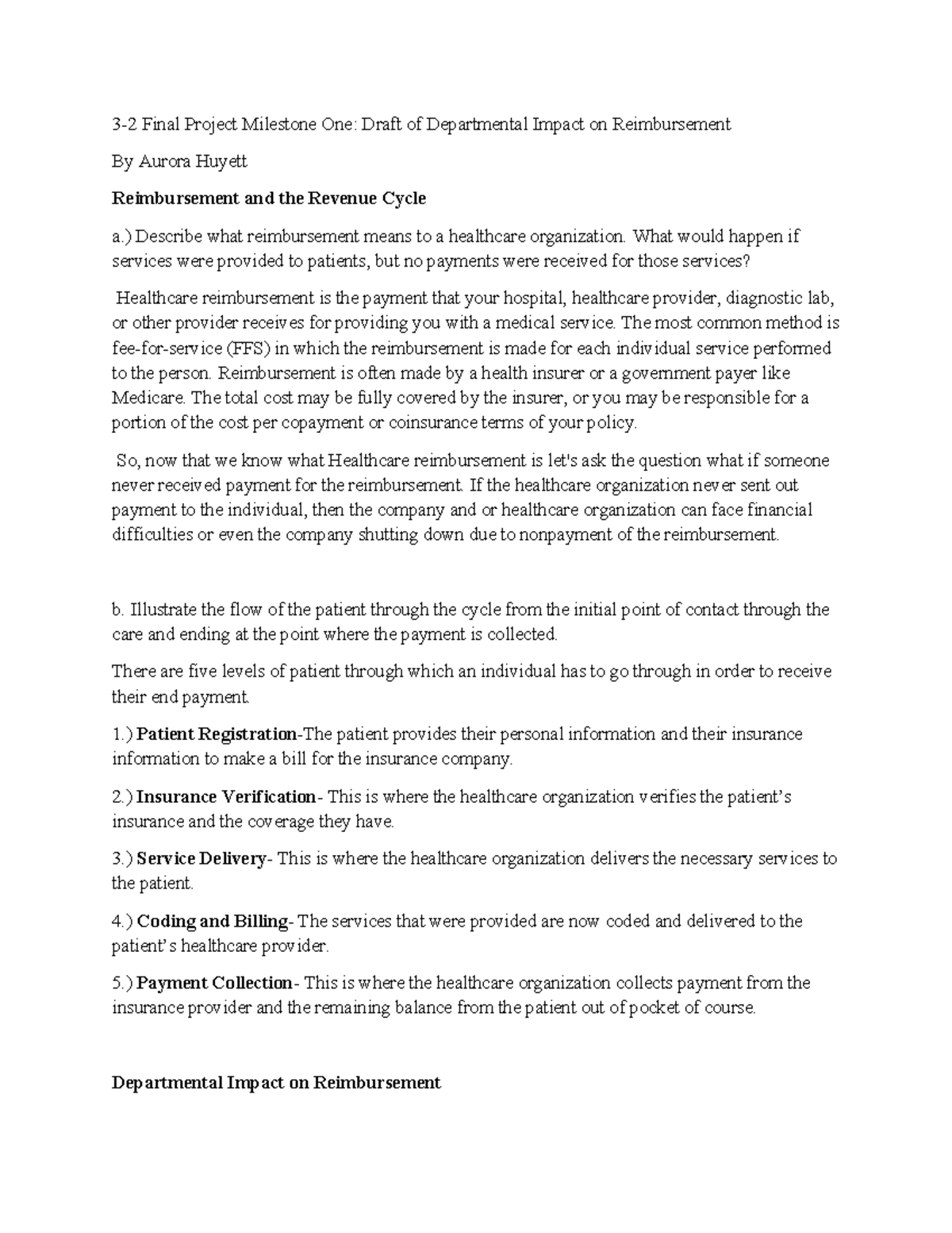3-2 Final Project Milestone One: Dept. Impact on Reimbursement Draft ...