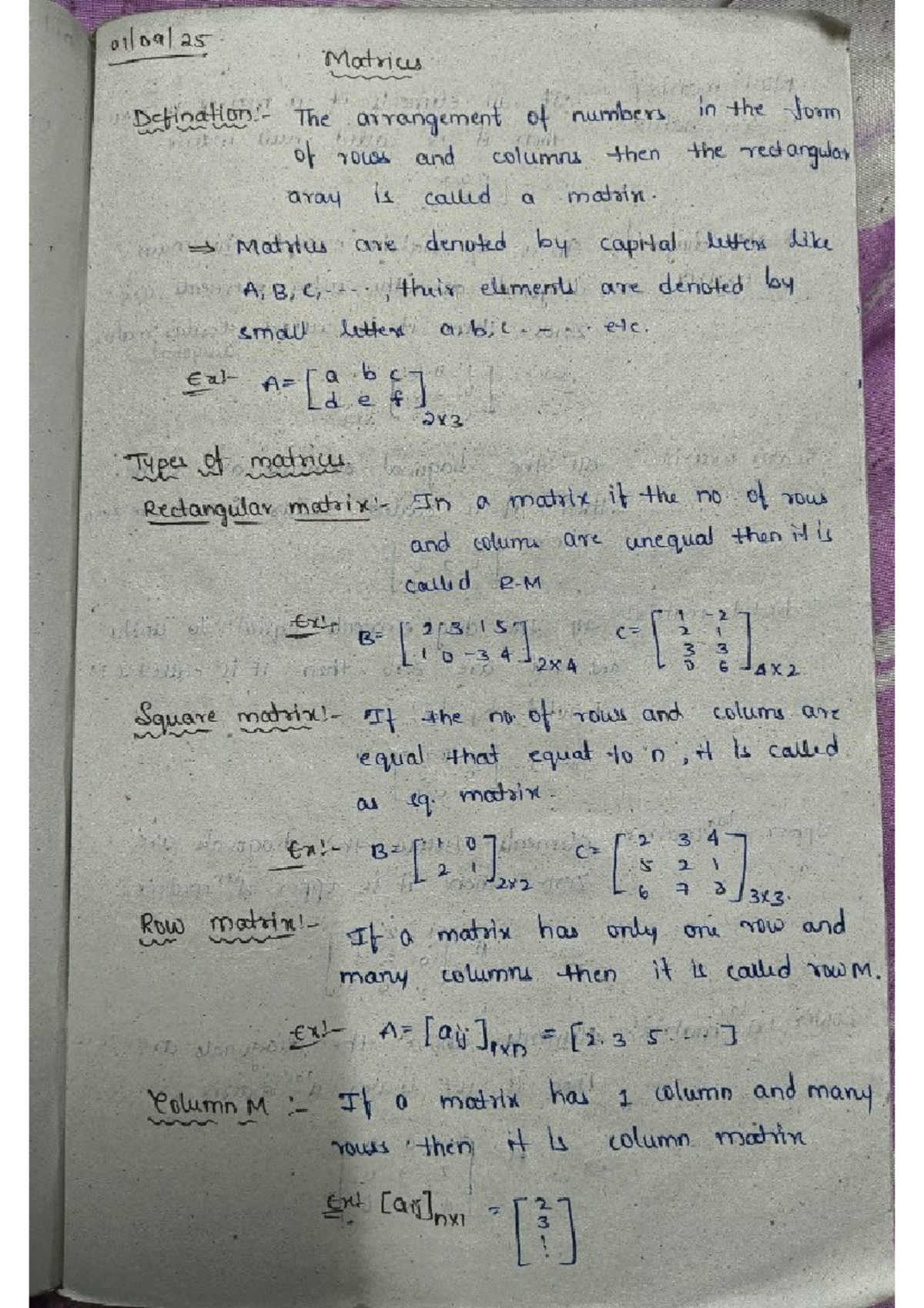 Matrices: Types, Operations, and Echelon Form (MATH101) - Studocu