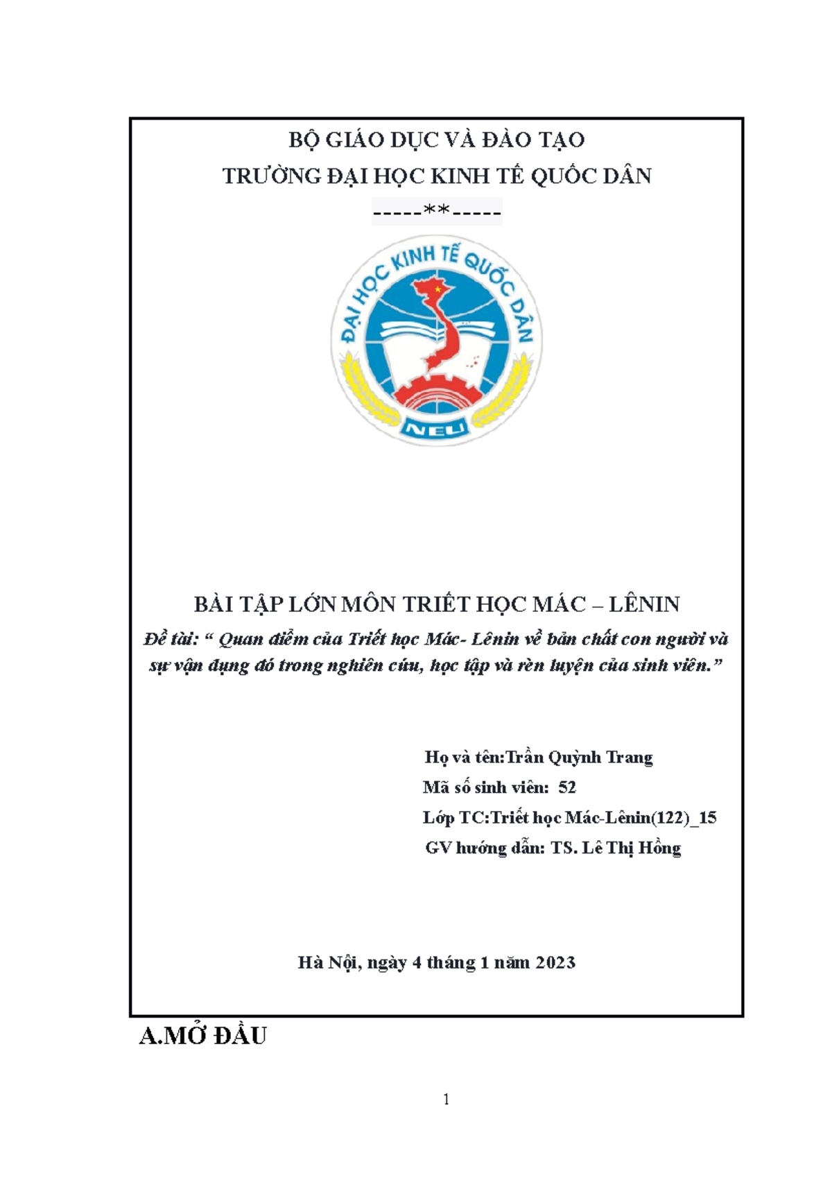 Bài tập lớn - ddssss - BỘ GIÁO DỤC VÀ ĐÀO TẠO TRƯỜNG ĐẠI HỌC KINH TẾ ...