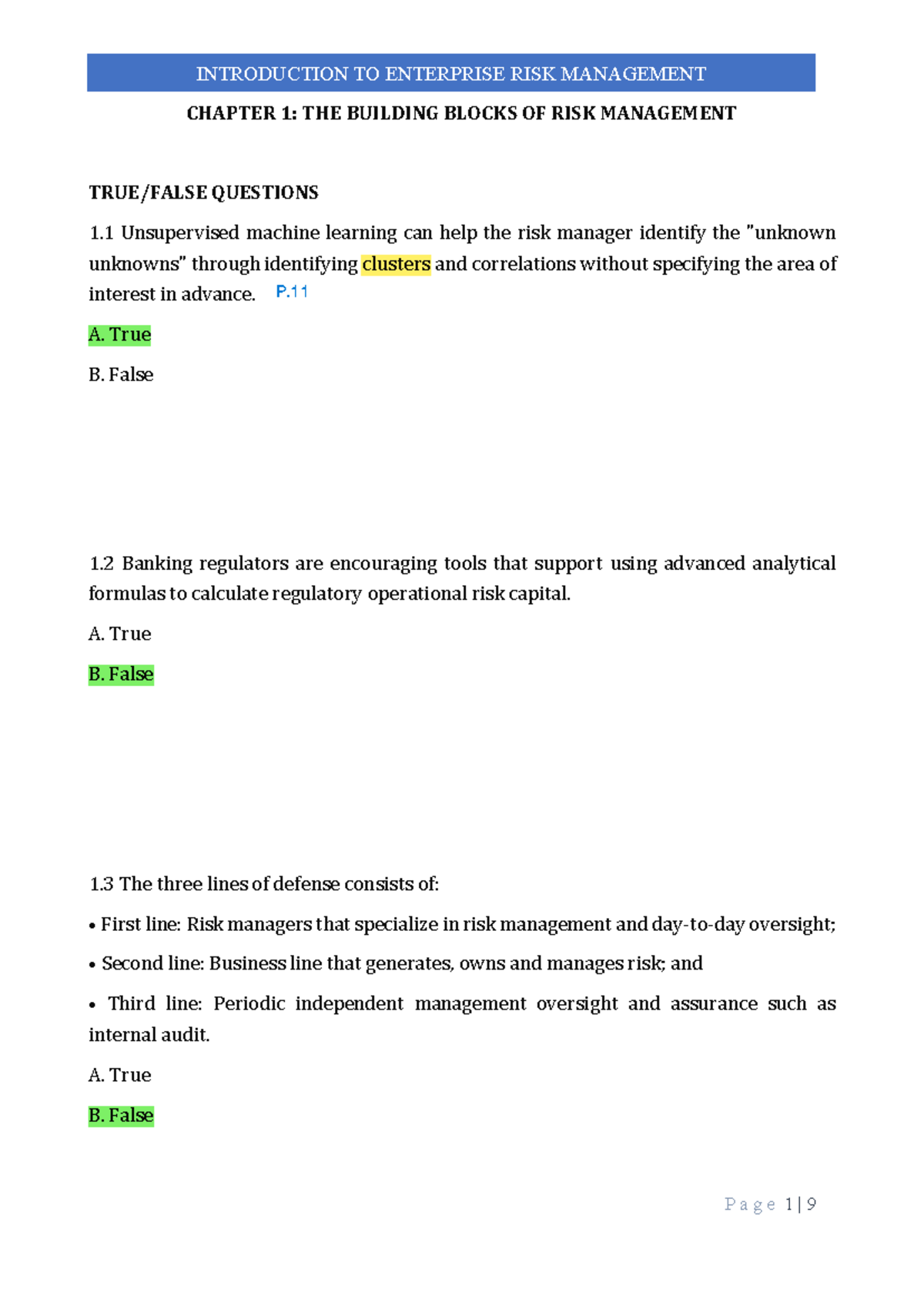 Exercises w3 - homework for frm - CHAPTER 1: THE BUILDING BLOCKS OF ...