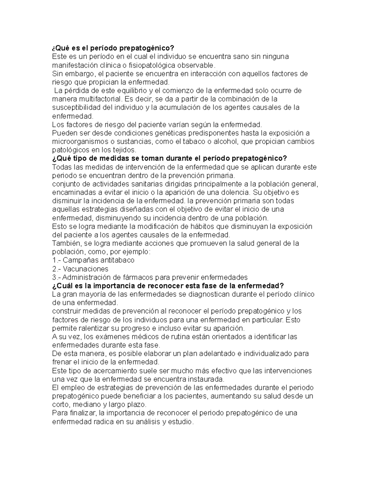 Importancia del Período Prepatogénico en la Prevención de Enfermedades ...