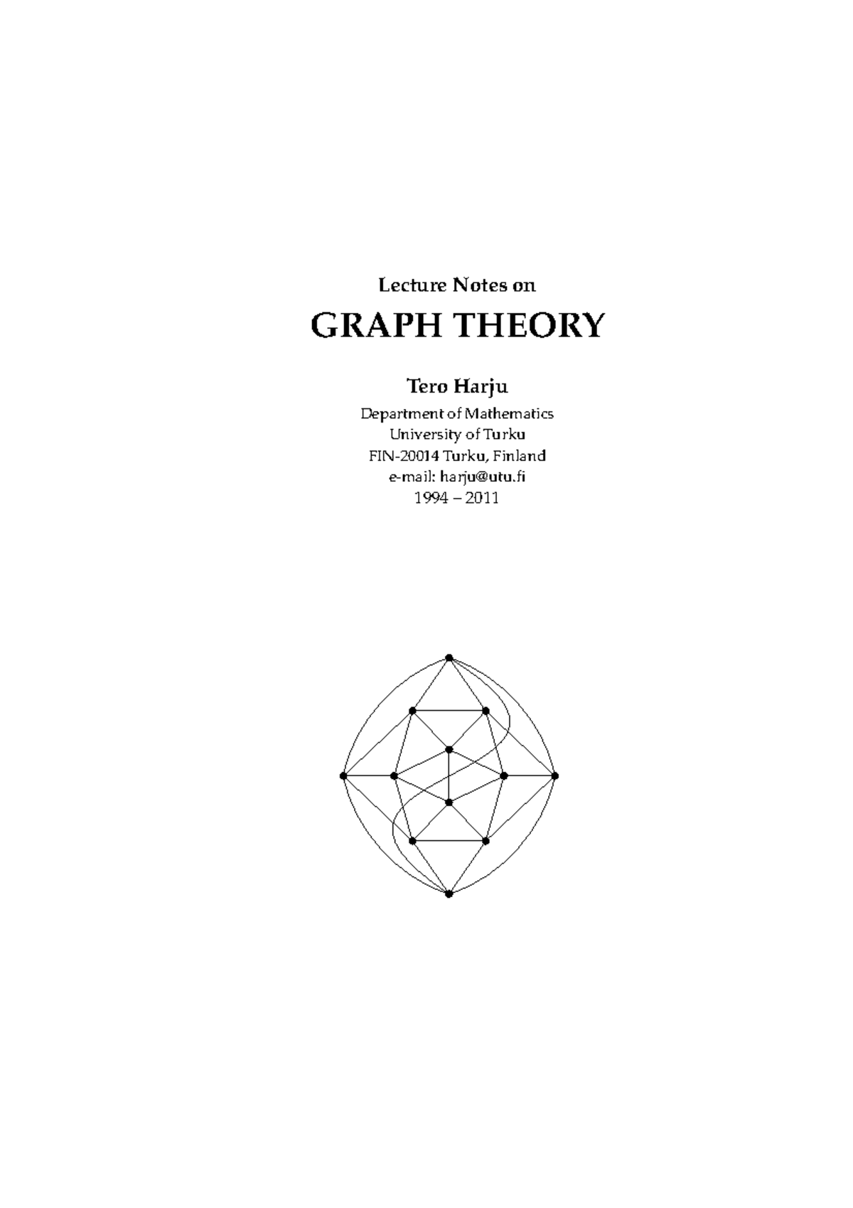 Graph threoy - Number theory lectures - Lecture Notes on GRAPH THEORY ...