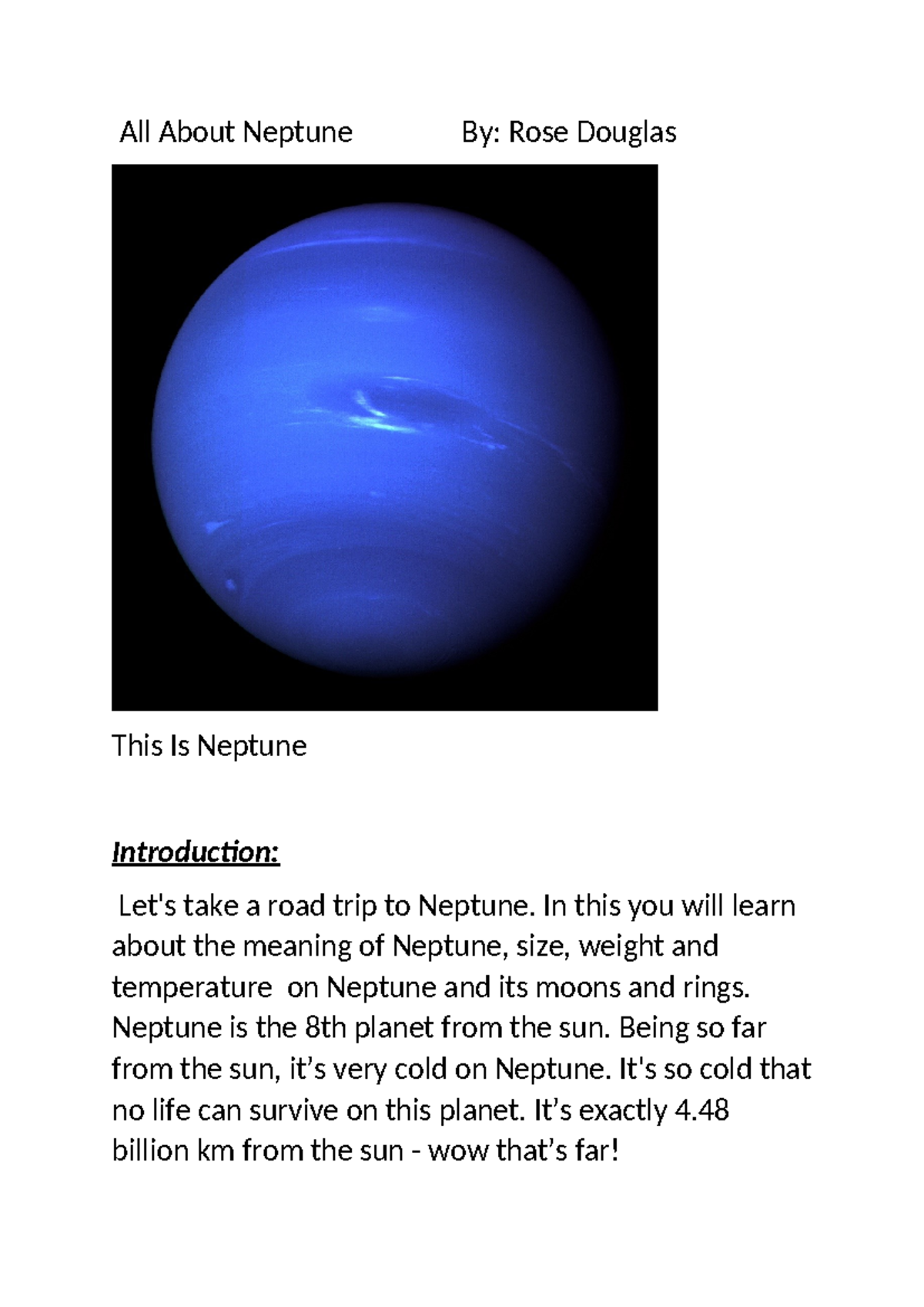 Neptune: Exploring the 8th Planet from the Sun - Studocu