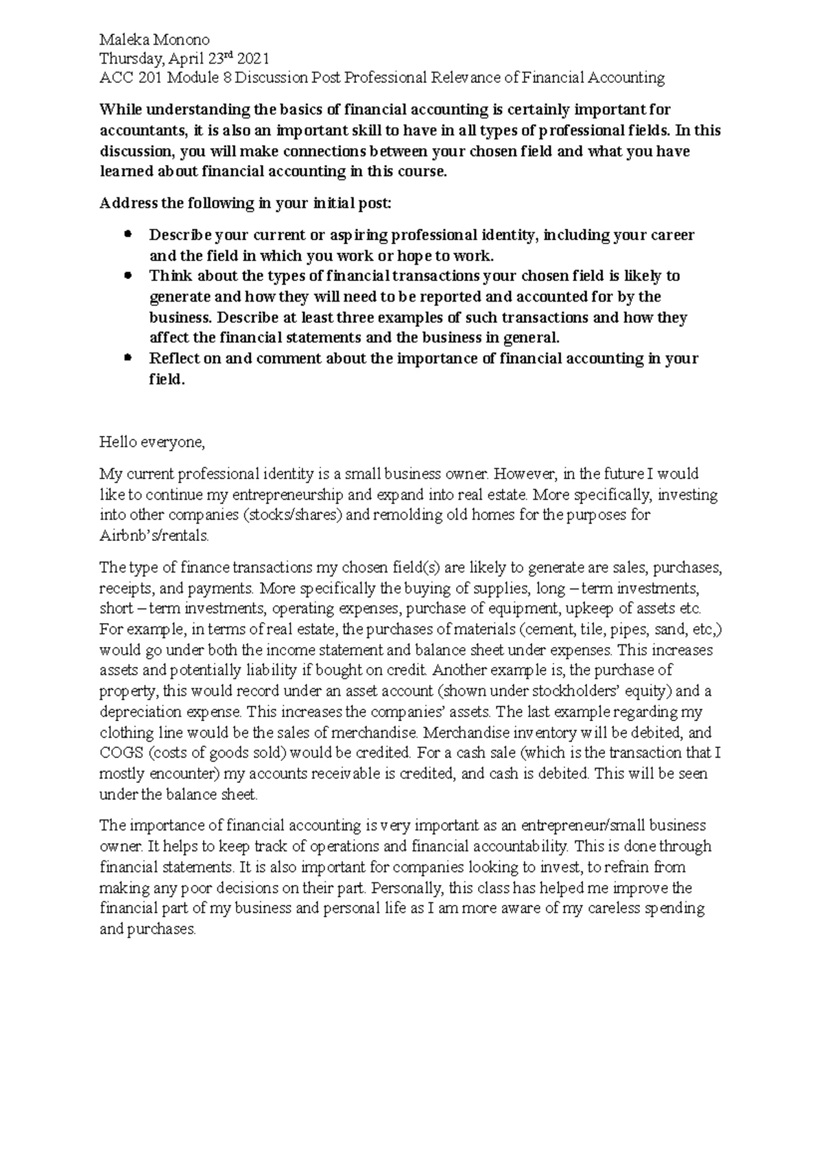 MAT 240 Module 6 Discussion Post Confidence Intervals - Maleka Monono ...