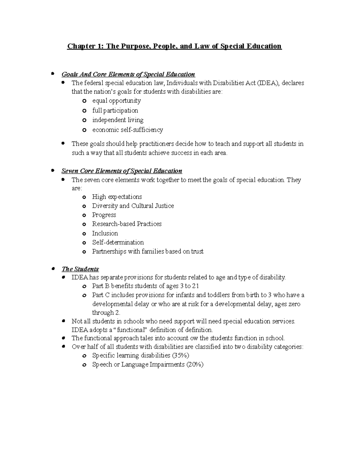Chapter 1 PPT Notes on Special Education Principles and Law - Studocu