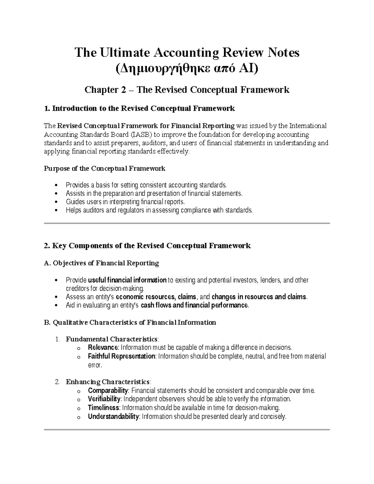 Chapter 2 - Revised Conceptual Framework for Financial Reporting - Studocu