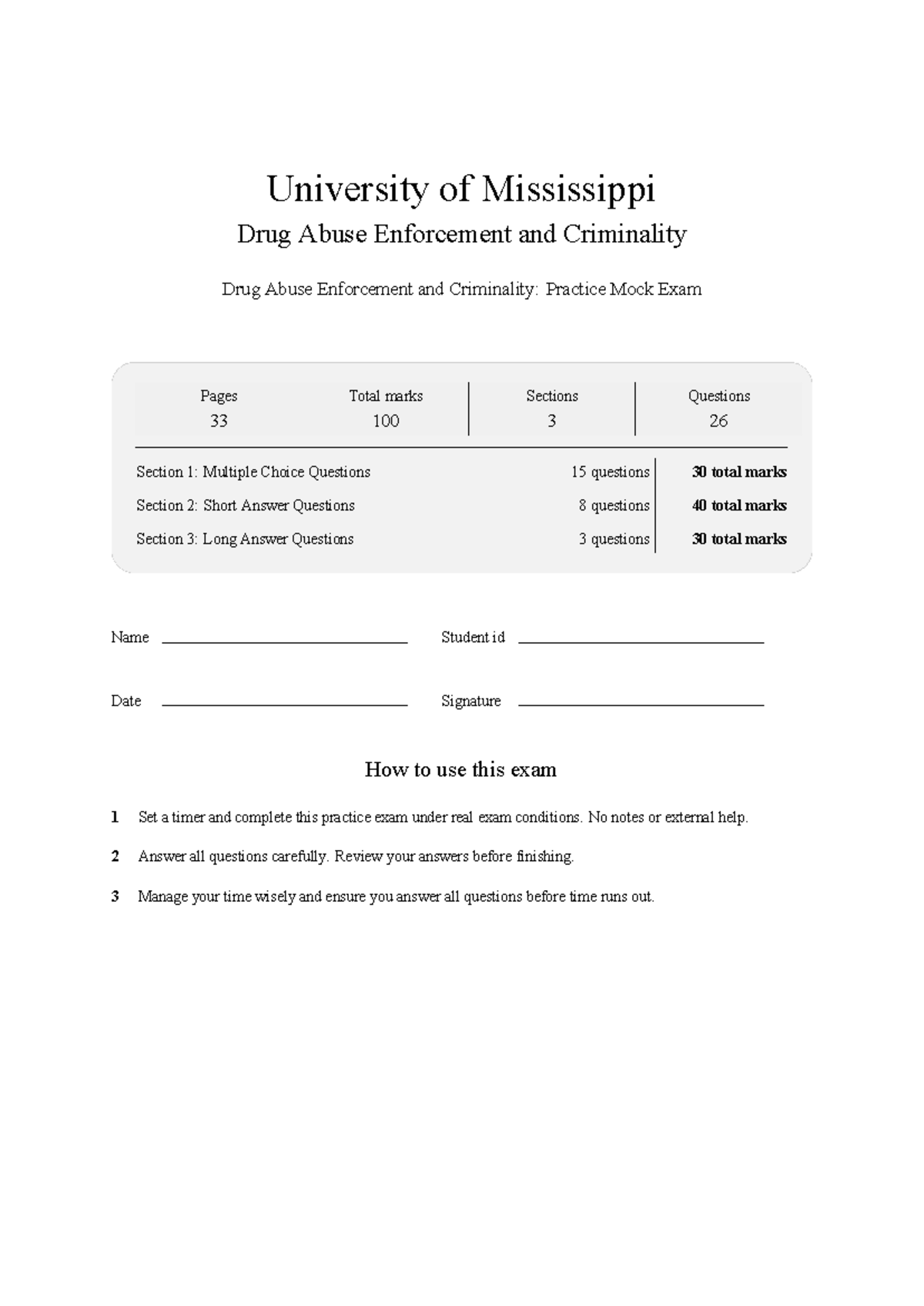 CJ 315 Drug Abuse Enforcement and Criminality: Practice Mock Exam 2026 ...