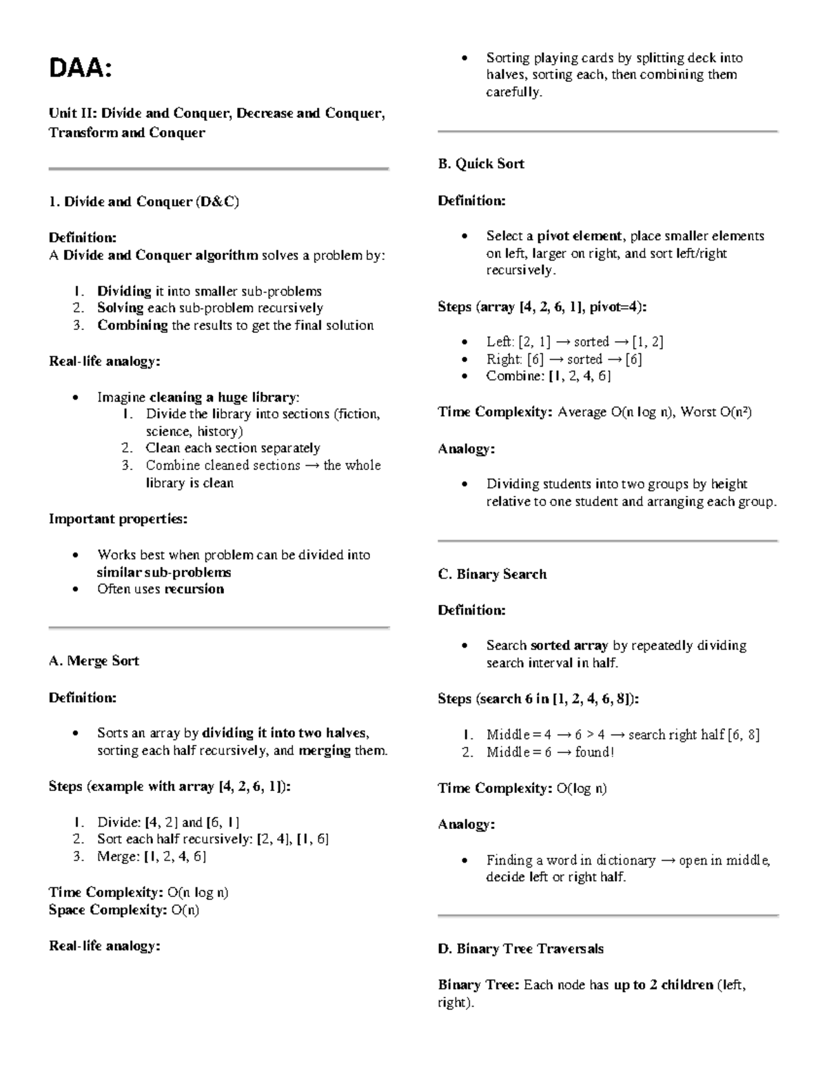 DAA: Lecture Notes & Quick Revision on Sorting Algorithms and ...