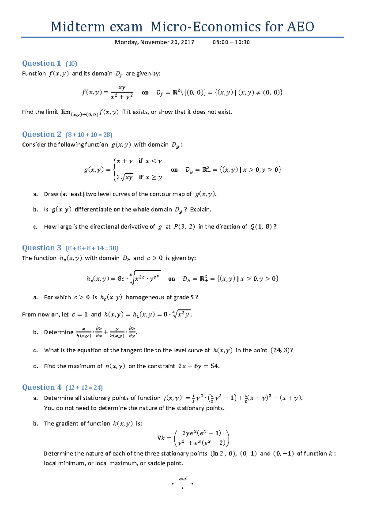 Micro 2017 Midterm Exam Solutions: Questions & Answers - Studeersnel