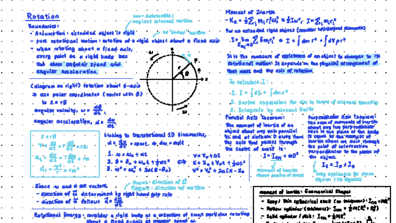 PC2032 Rotation Cheat Sheet: Moment of Inertia & Torque Concepts - Studocu