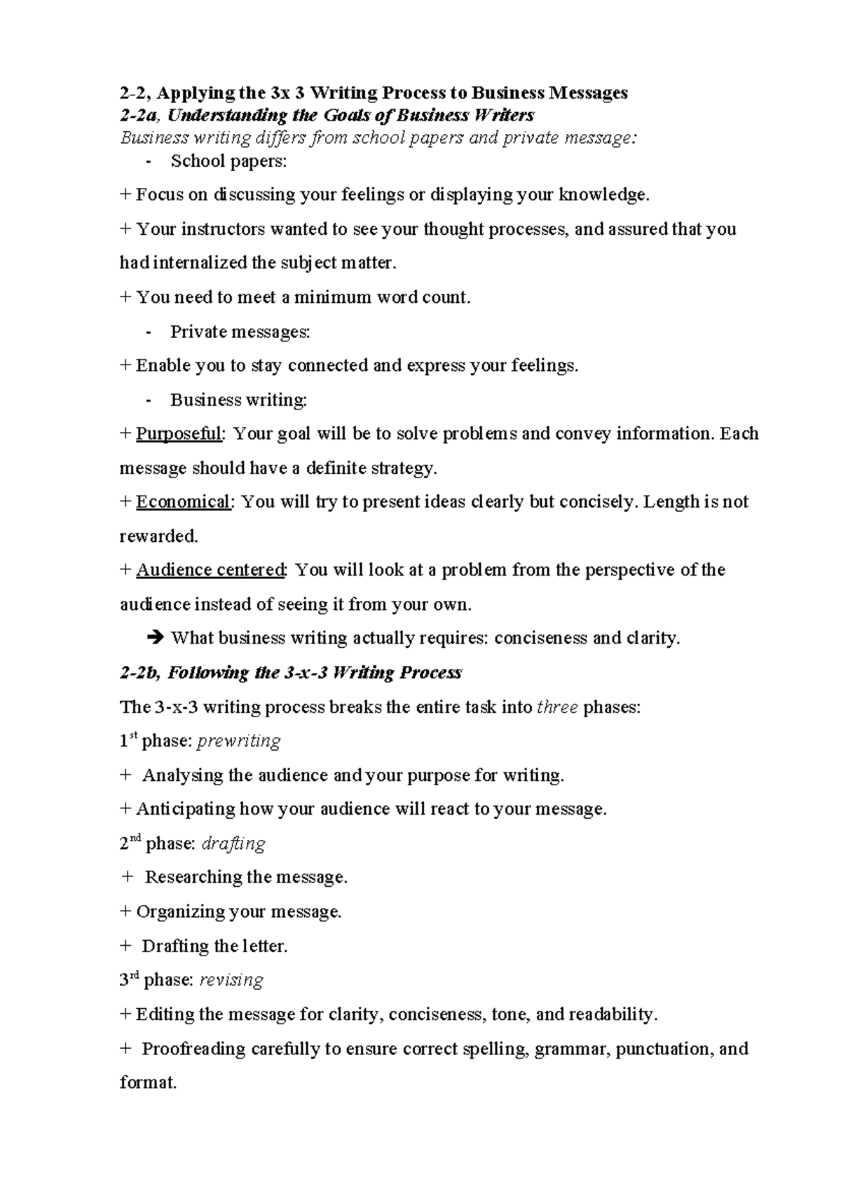 Lesson 3 Summary: Applying the 3x3 Writing Process in Business Messages ...
