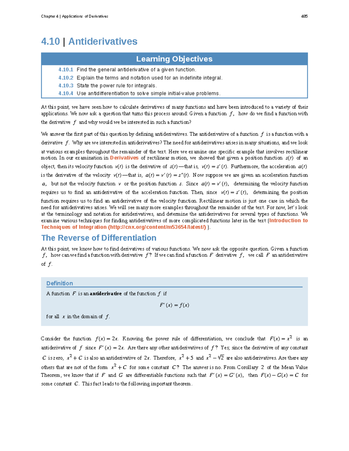 Chapter 4: Applications of Derivatives & Antiderivatives (Calc 1) - Studocu