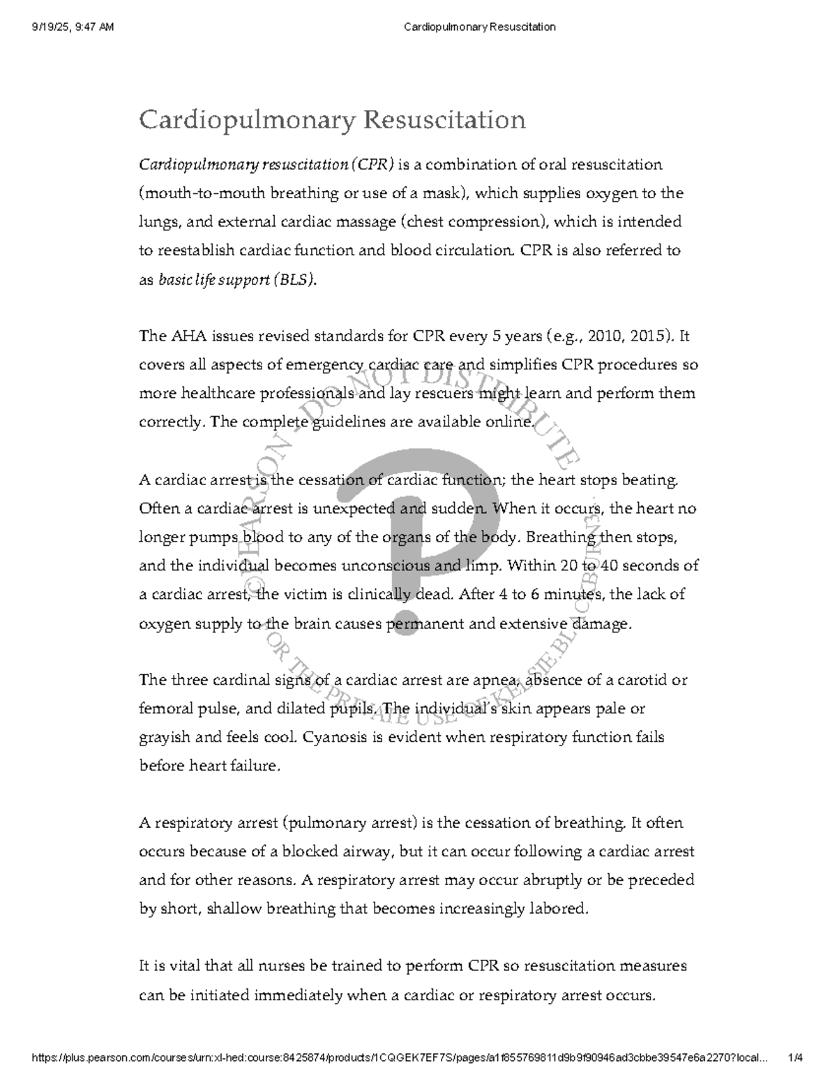 CPR Overview and Nursing Responsibilities: Essential Guidelines for BLS ...