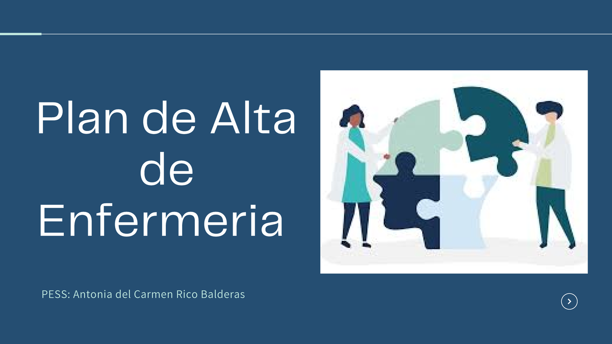 Plan de Alta de Enfermeria - Plan de Alta de Enfermeria PESS: Antonia ...