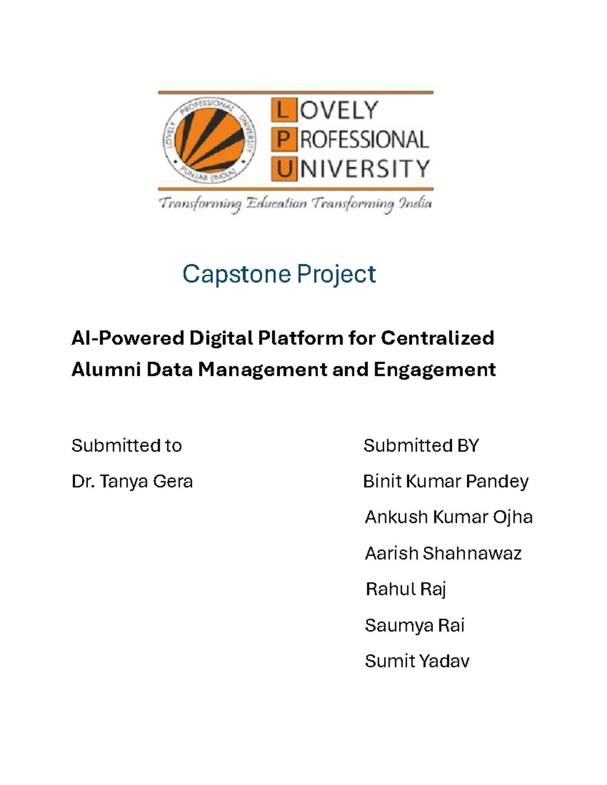 Capstone Project - Digital Alumni Engagement Platform Overview - Studocu