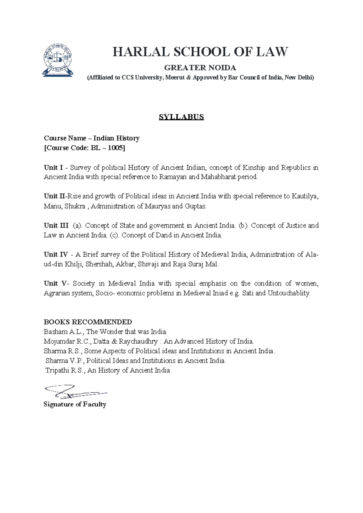 BL Indian History Course Syllabus: Ancient to Medieval Overview - Studocu