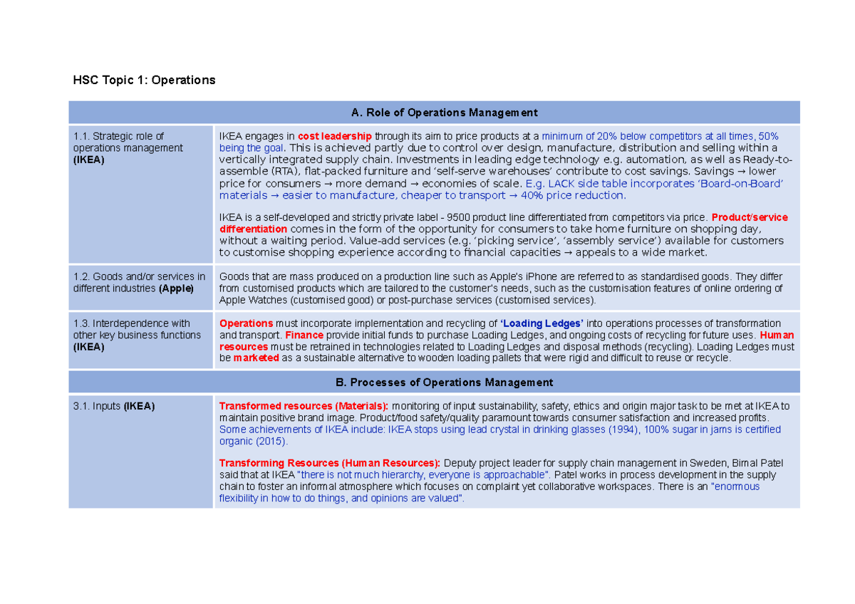 HSC Case Studies: Operations Management Insights and Strategies - Studocu