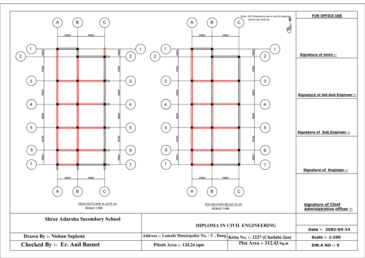 Ground Floor Slab & Foundation Beam Plan - Diploma in Civil Engineering - Studocu