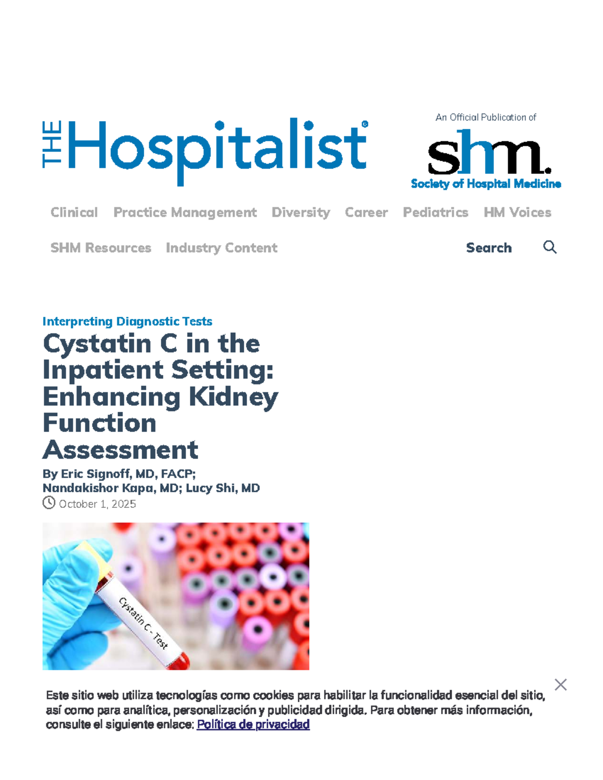 Cystatin C in Inpatient Care: Enhancing Kidney Function Assessment ...