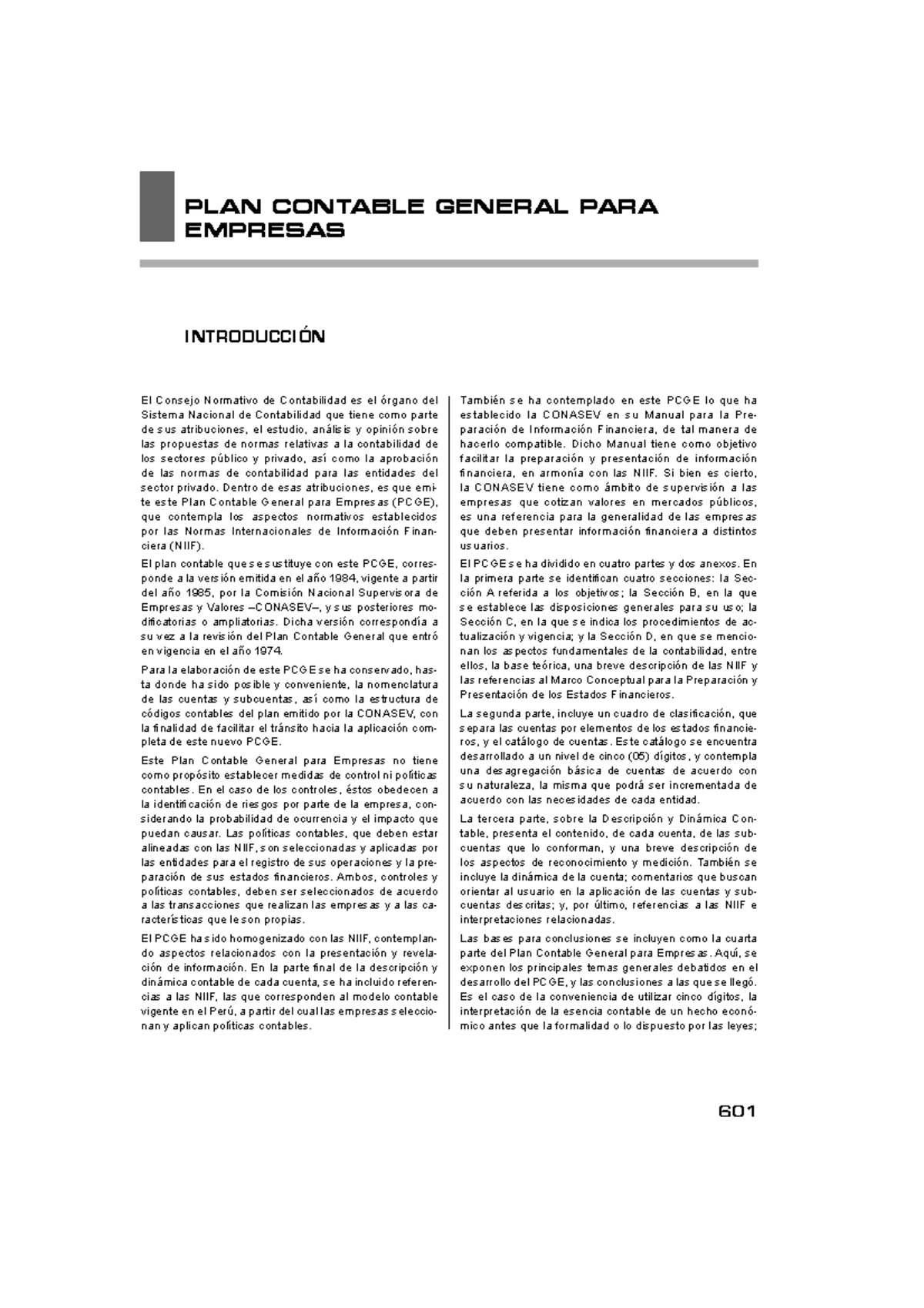 Plan Contable General para Empresas: Detalles y Normativas NIIF - Studocu