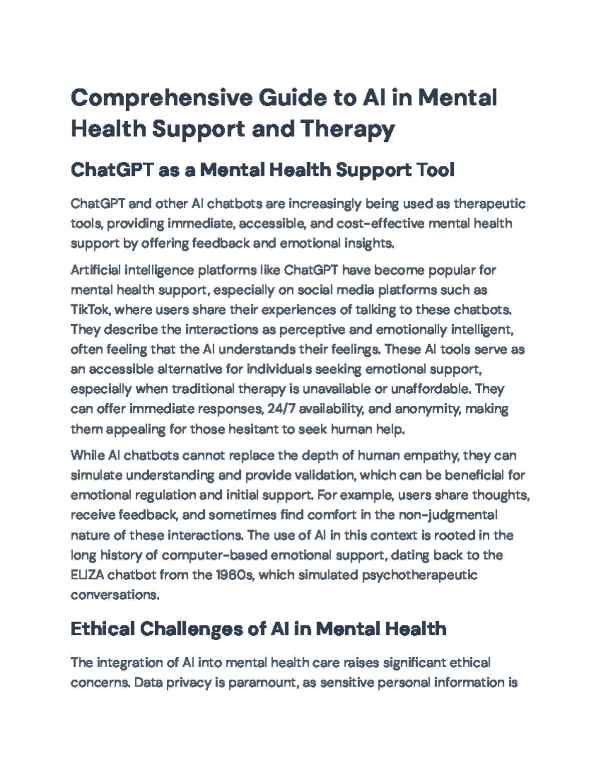 AI in Mental Health: Ethical Challenges & Future Directions (MH 101 ...