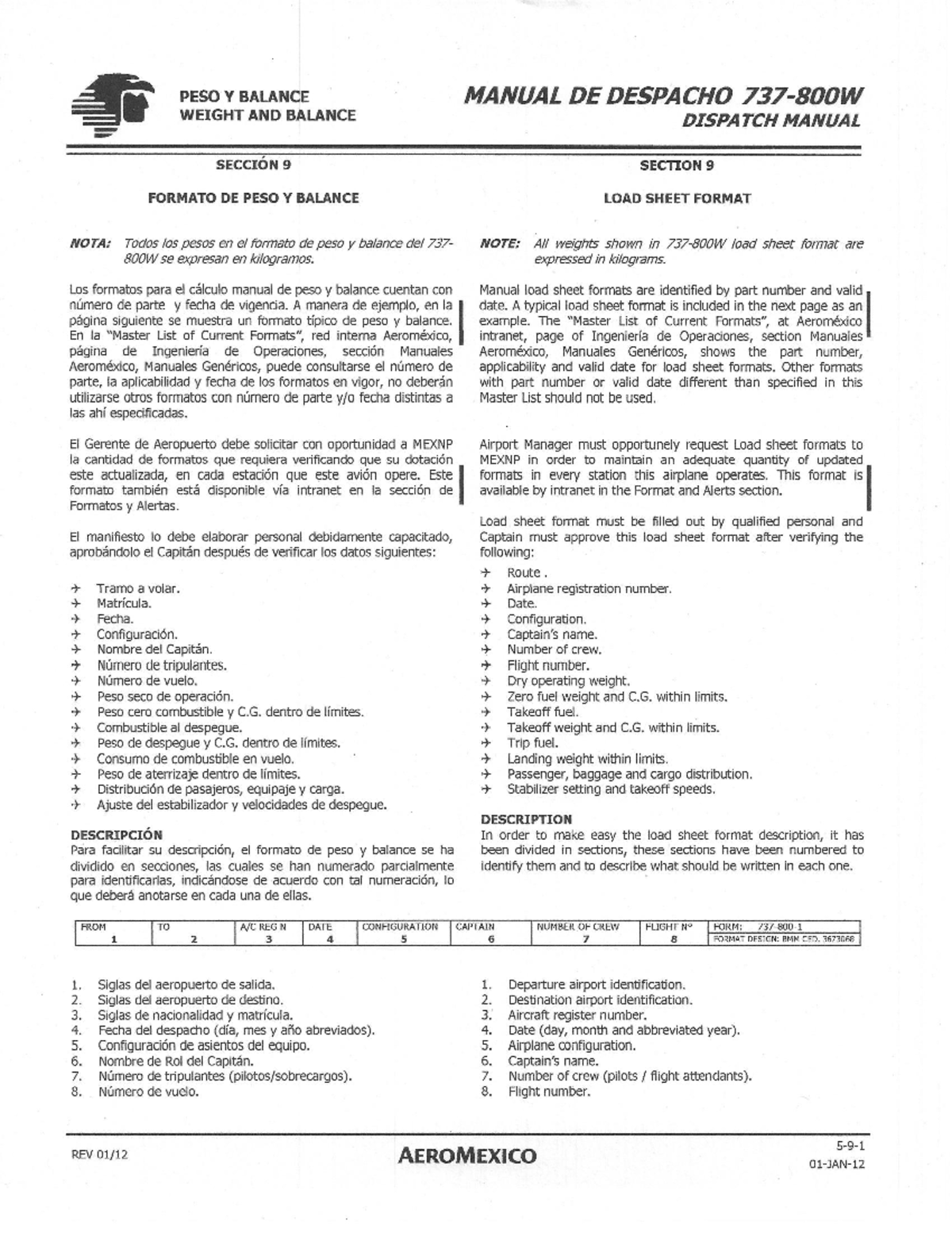 Formato de Peso y Balance del B737-800W - Manual de Despacho - Studocu