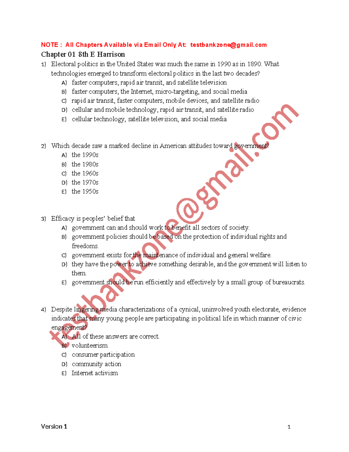 Solutions & Test Bank for AM Democracy Now, Essentials 8th Ed. - Studocu