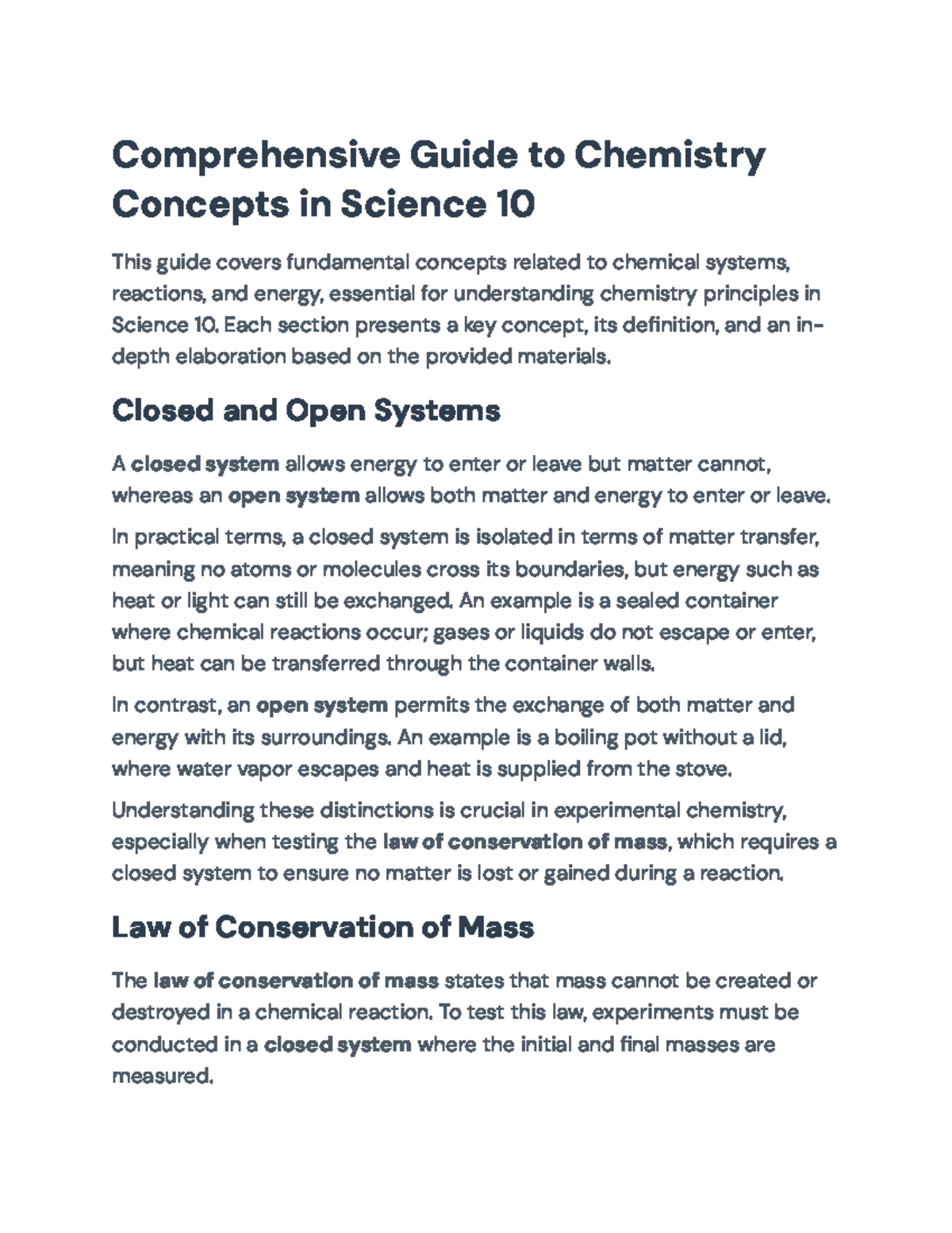 Comprehensive Guide to Chemistry Concepts for Science 10 Students - Studocu