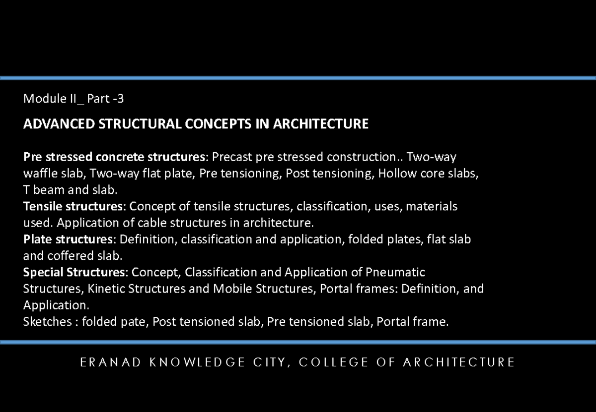 MOD 2 Part-3 BMC: Advanced Concepts in Tensile Structures - Studocu