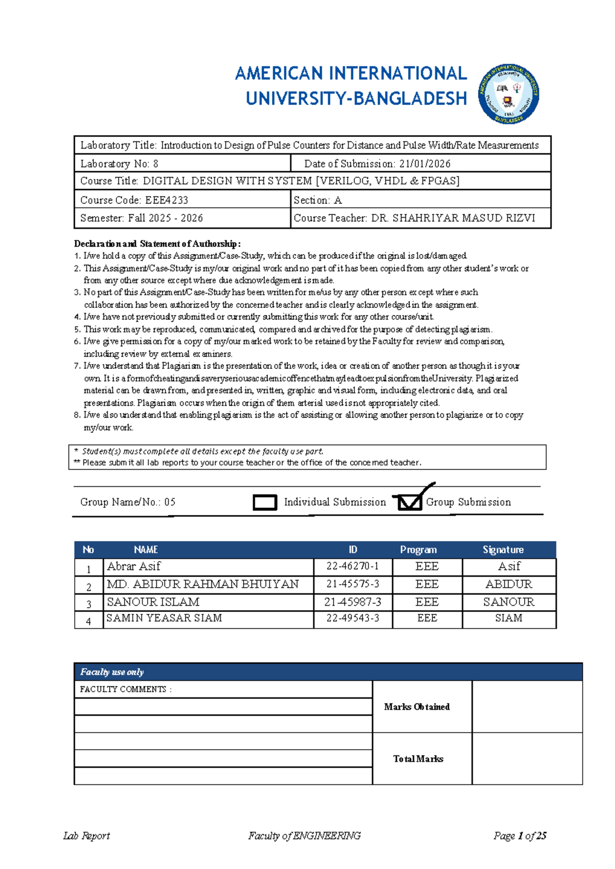 LAB 8 - Digital Design: Pulse Counters for Distance Measurement - Studocu