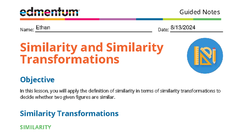 Guided Notes: Similarity Transformations (U4 L2) - Studocu