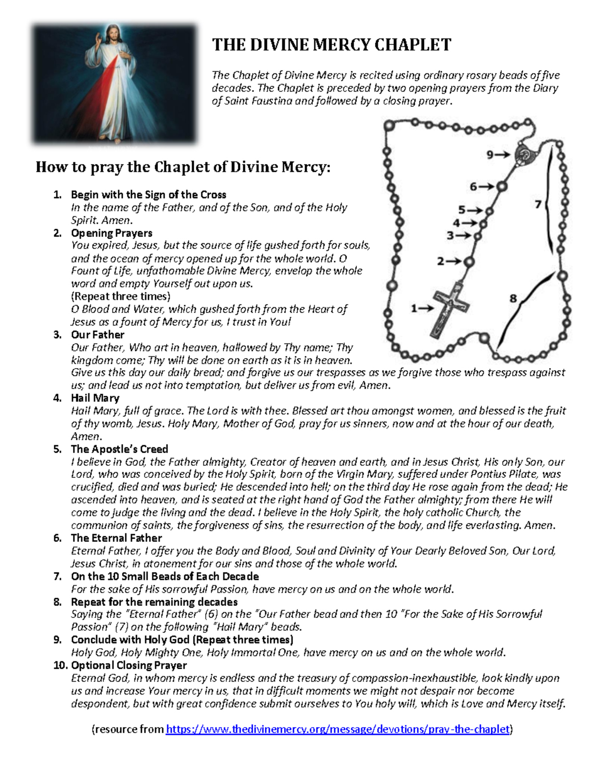 The Divine Mercy Chaplet: A Step-by-Step Prayer Guide - Studocu