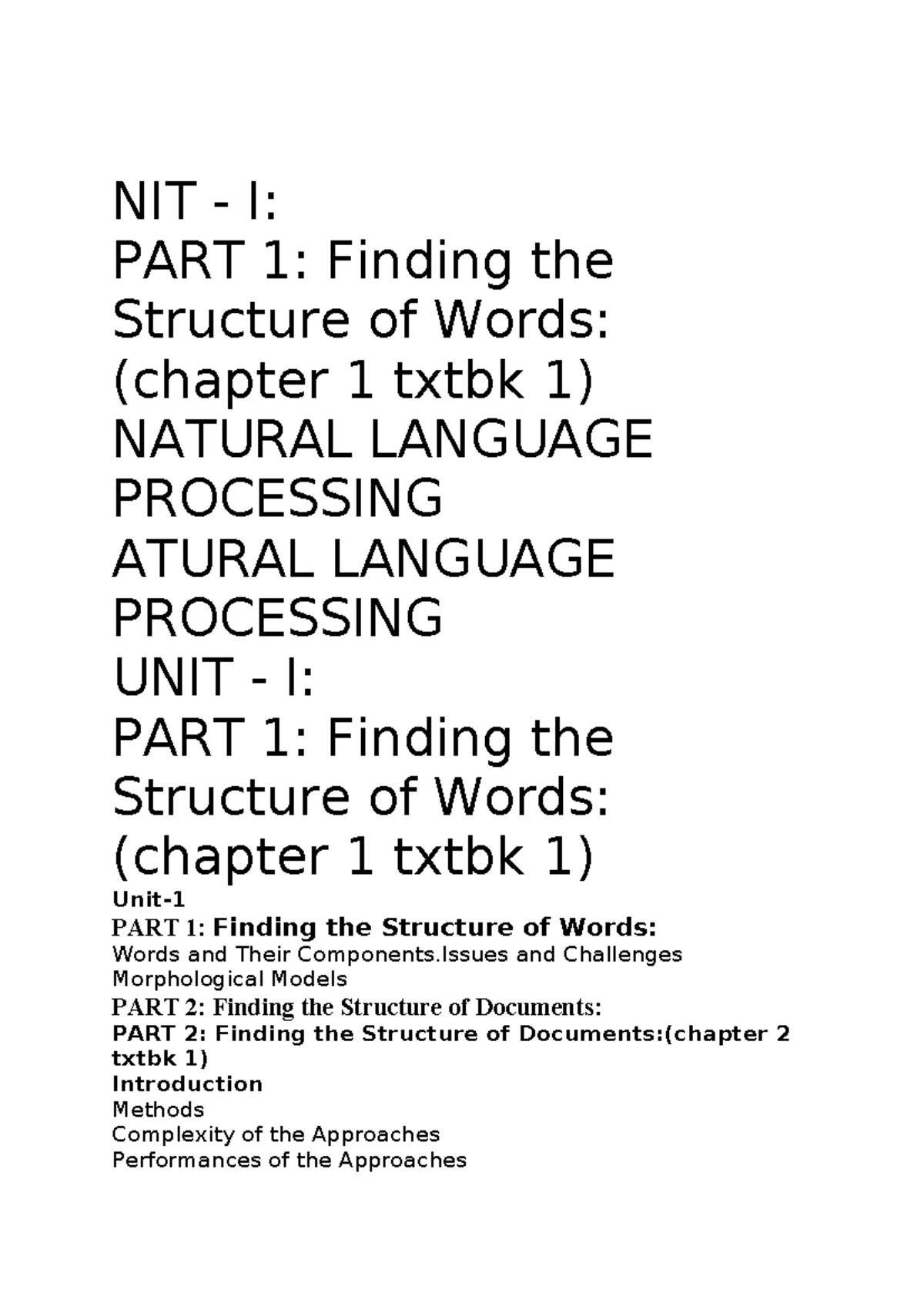 NLP Notes: Summary of Structures in Natural Language Processing - Studocu