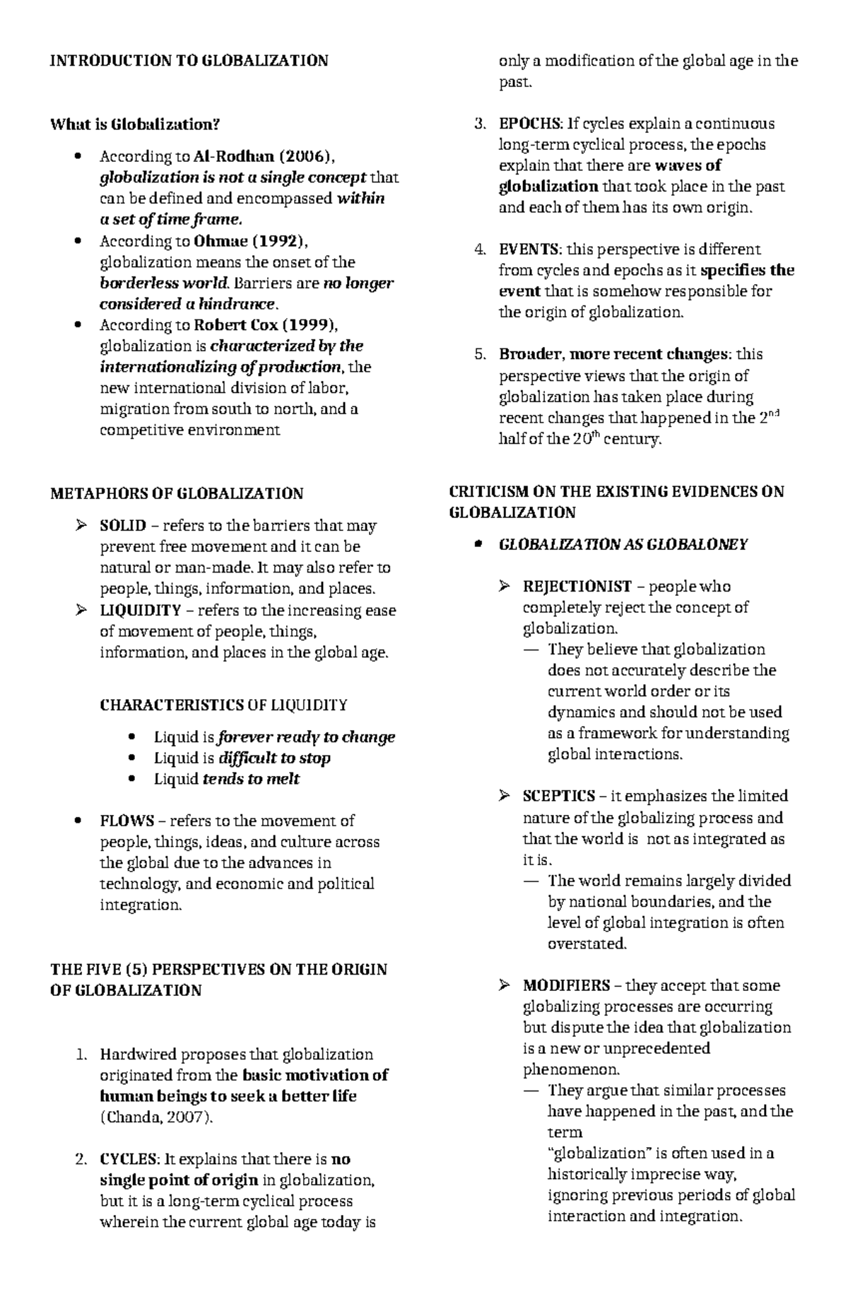 Globalization Insights: Concepts, Perspectives & Critiques - Studocu